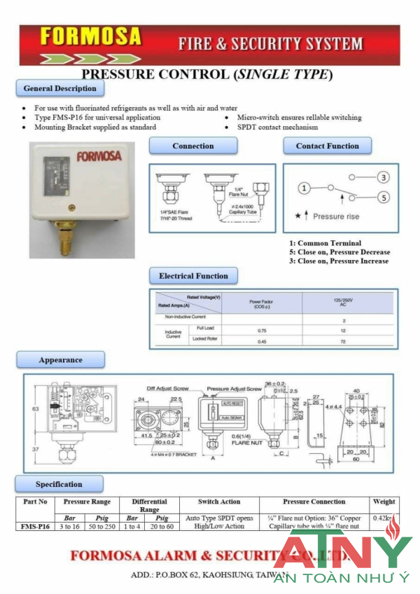 CÔNG TẮC DÒNG CHẢY TAIWAN FMS-FM25,CÔNG TẮC ÁP LỰC ĐÀI LOAN FMS-P16